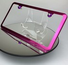 New Slim Hot Pink License Plate Frame 2 Holes w/ Aluminum Circle Type ...