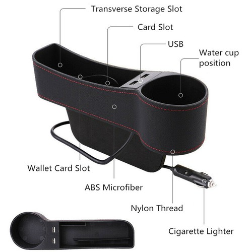 Right Side Cup Holder Car Seat Crevice Storage Box Filler Pocket W/2 ...