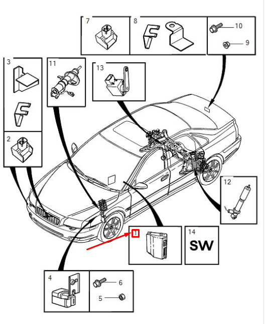 VOLVO S60 MK1 SUM Active Suspension Control Module 30739073 NEW GENUINE ...