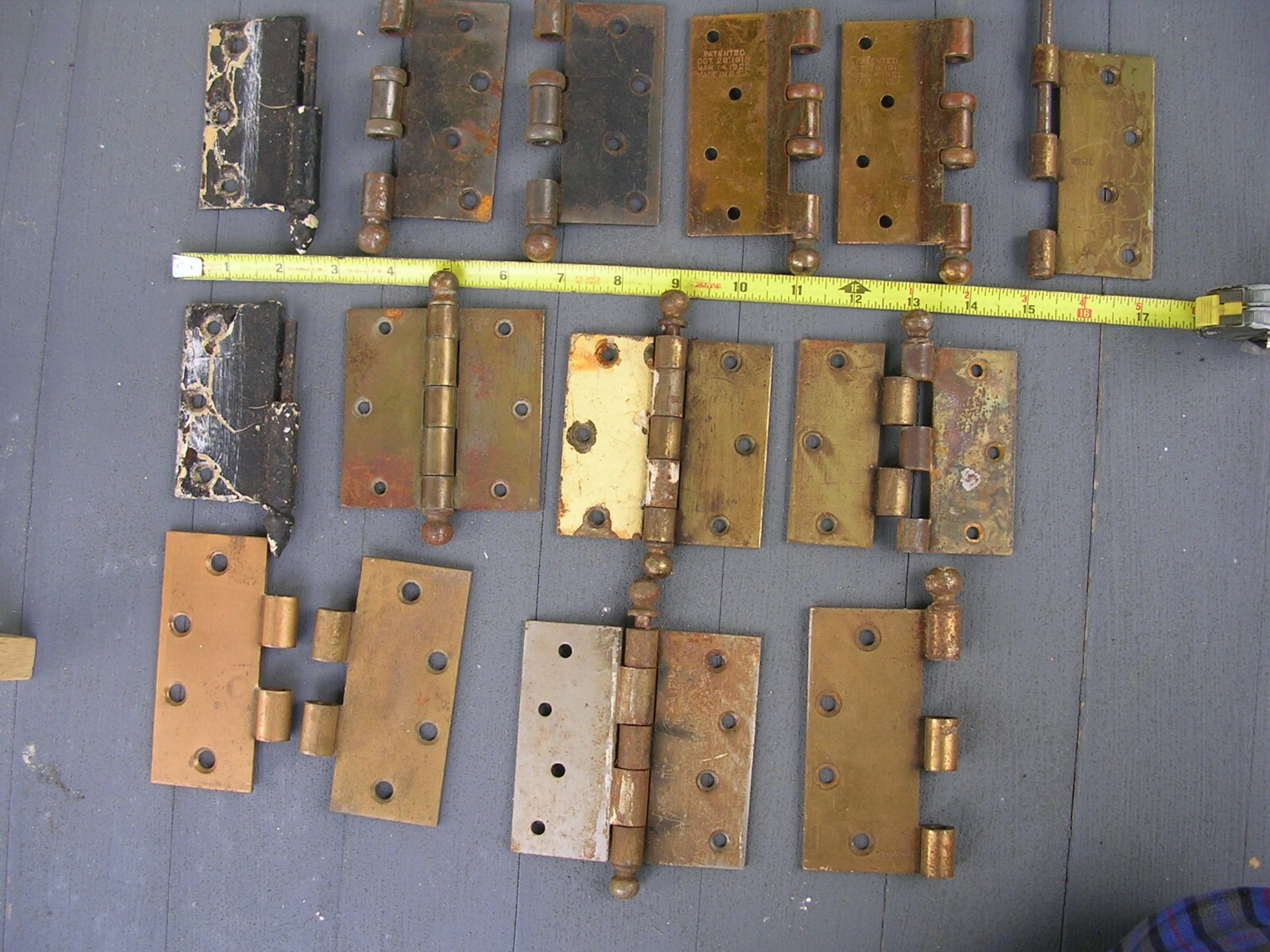 9 Antique Hinge pins,& Hinge parts,Please look at all pictures.Ask ...