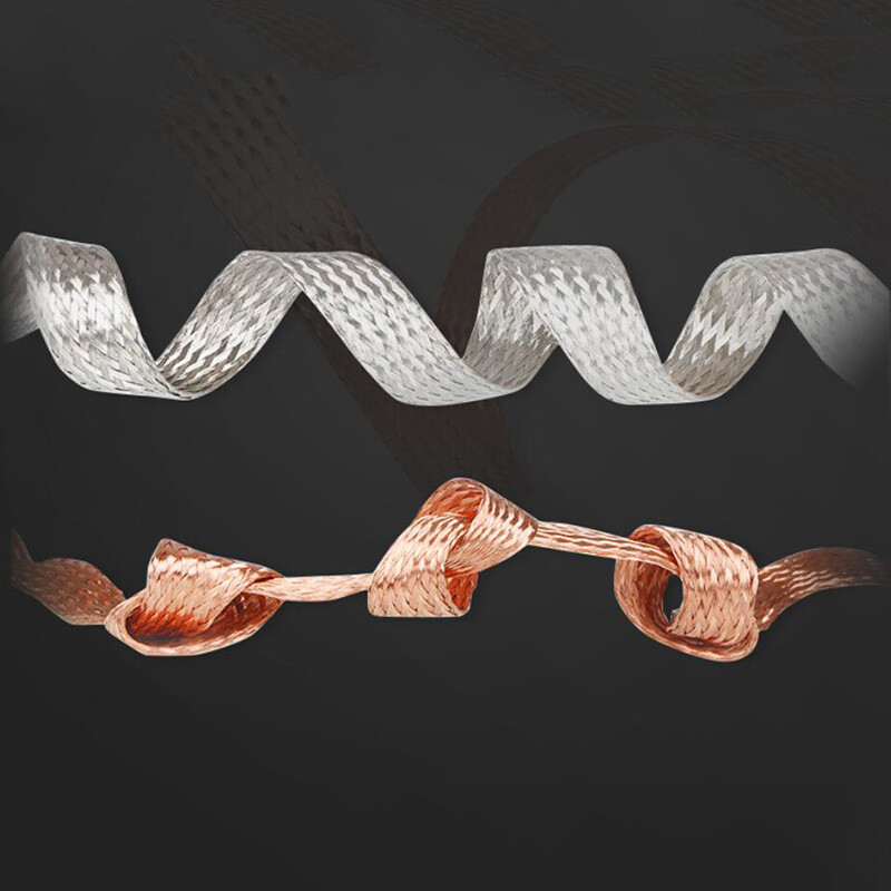 1 Meter Flat Copper Braid Cable Bare Copper/Tinned Copper Braid Wire ...