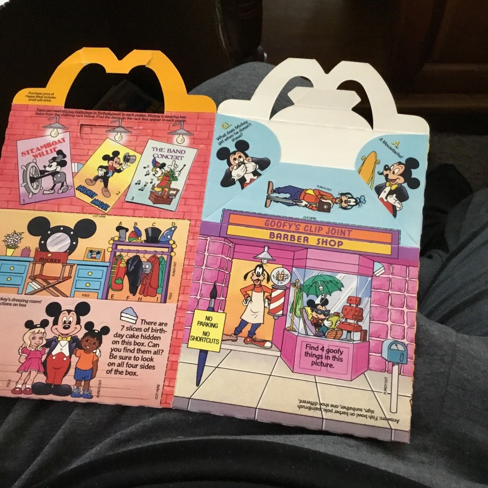 1989 MCDONALD'S MICKEY'S BIRTHDAYLAND Happy Meal Box Mickeys Hollywood ...
