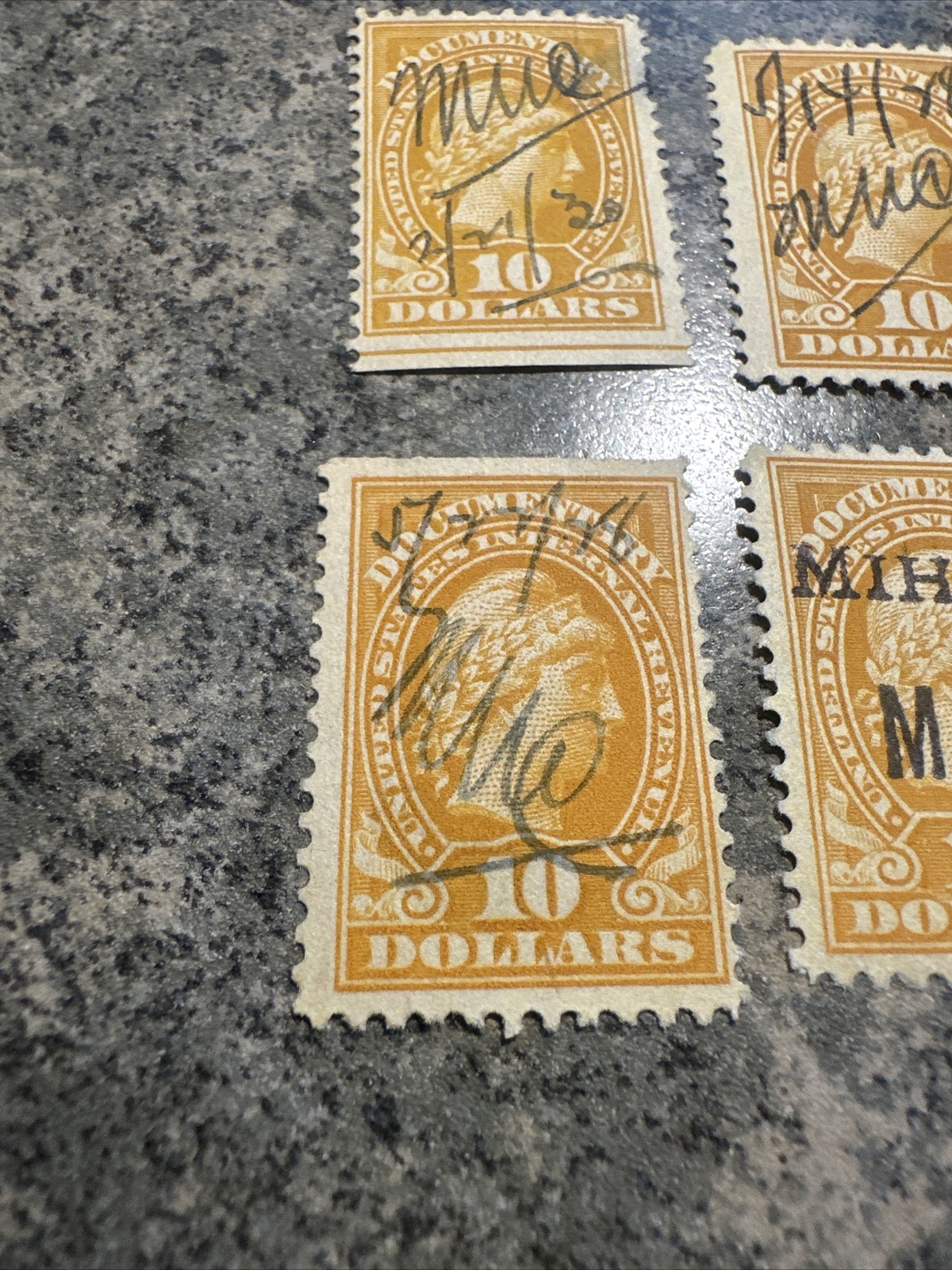 Lot Of 8 Scott #R245 - 1917 $10 Internal Revenue Documentary Tax Stamp ...