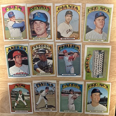 1972 Topps Baseball Commons Card Lot of 12 Great Condition High Numbers ...