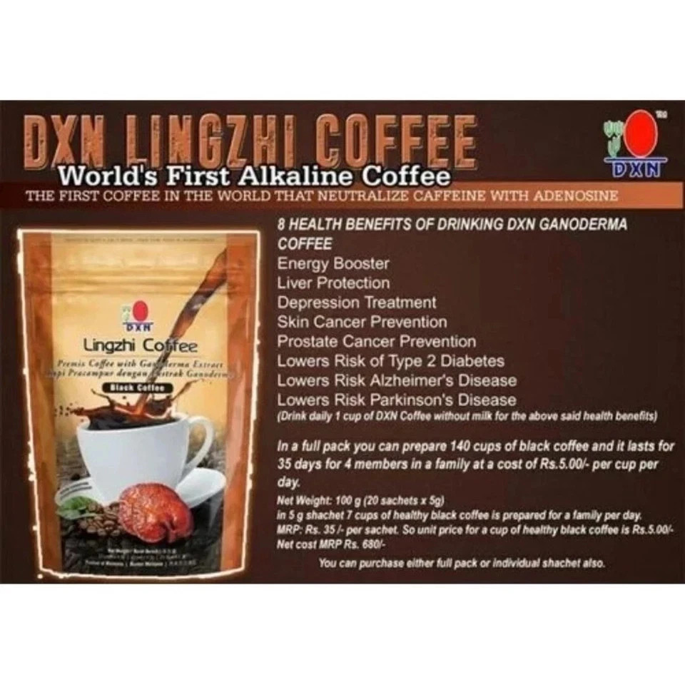 DXN Lingzhi Black Coffee Ganoderma Reishi Classic Instant Cafe 12 Packs ...