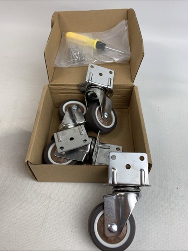 4xSmall Heavy Duty 25mm Rubber Swivel Castor Wheels No-Brake Furniture ...