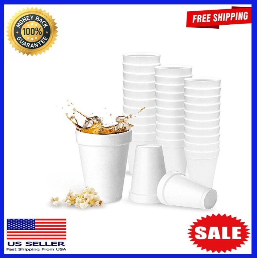 32 Oz Disposable Styrofoam Cups (25 Pack), White Foam Cup Insulates Hot ...