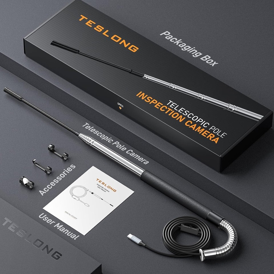 USB-C Borescope Inspections Telescopic Pole Camera Fit for Android and ...