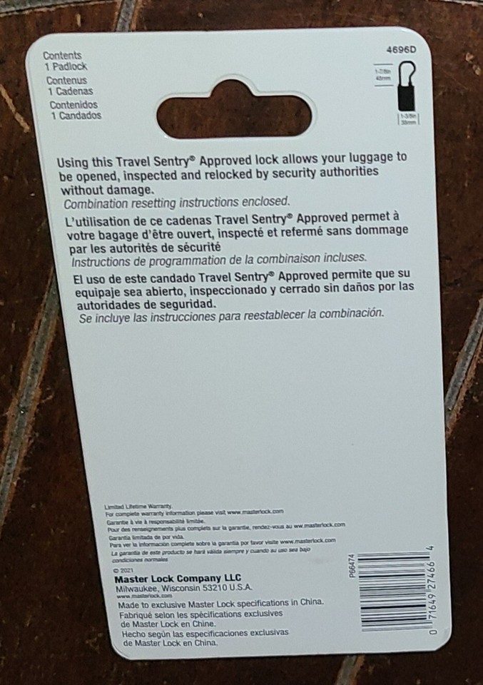 Master Lock TRAVEL SENTRY PADLOCK w/Level 2 Security - Item #4696D | eBay