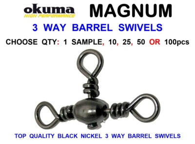 OKUMA 3 WAY BARREL SWIVELS SIZE 2 COARSE SEA FISHING LINE BRAID RIG ...