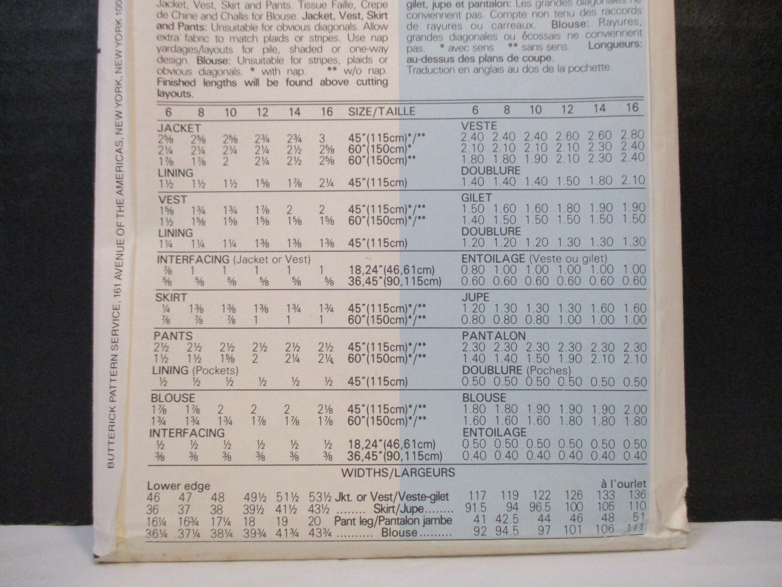 Butterick Pattern 6253 Miss Size 10 Jacket Vest Skirt Pants Blouse ...