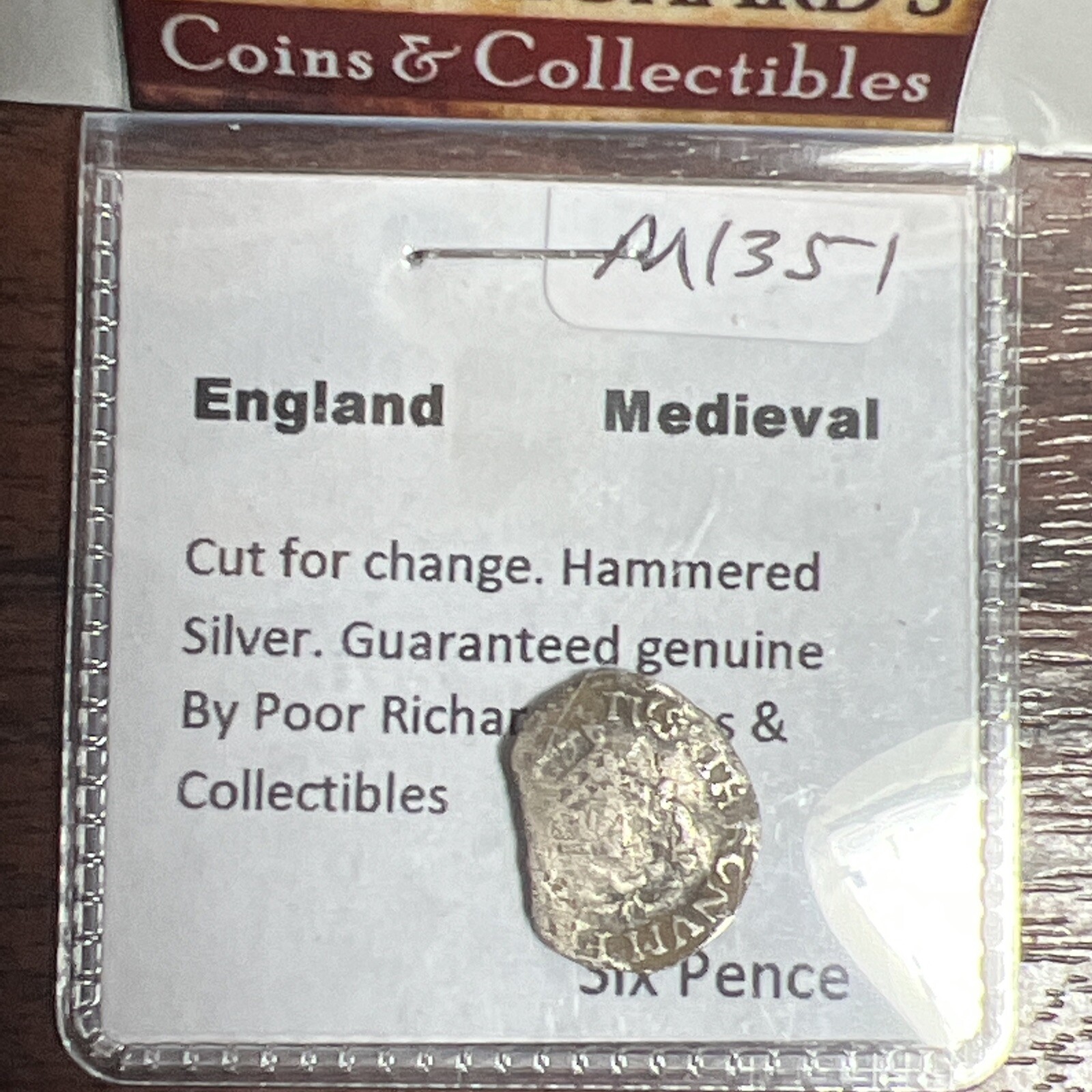 Colonial Era England (1551+) Hammered Sixpence. Cut For Change. 25mm ...