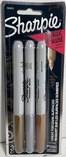 Sharpie Metallic Permanent Markers, 1 Each Gold+Silver+Bronze New ...