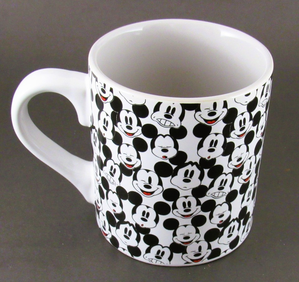 DISNEY Mickey Mouse Cup Mug Collectible Black White Faces Design | eBay