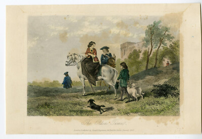 Antique Print-OLDEN TIME-RENAISSANCE-COUPLE-FALCON-CASTLE-Beckwith-1850 ...