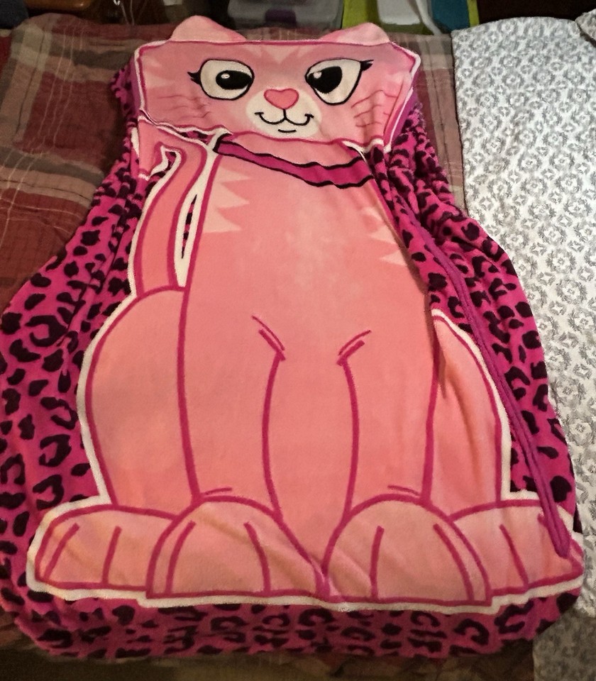 Zippy Sack Pink Cat Easy To Make Bed Just Zips Up | eBay