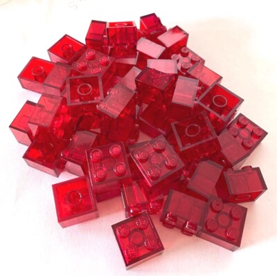 *NEW* 50 Pieces Lego BRICKS 2x2 TRANS RED 3003 | eBay