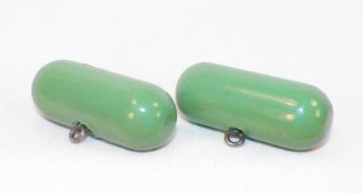 2 Vintage Toggle Buttons Green Painted Wood Lozenge Shape Retro Coat ...
