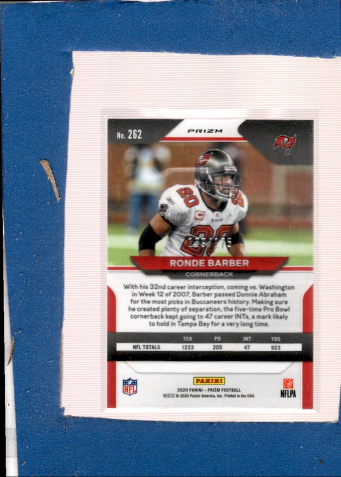 2020 Panini Prizm Prizms Hyper #262 Ronde Barber MINT SER/175 Buccaneer ...