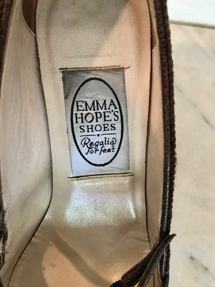 EMMA HOPE'S Shoes Embroidered BROWN Leather Strap Size EU 39 US 8.5 ...