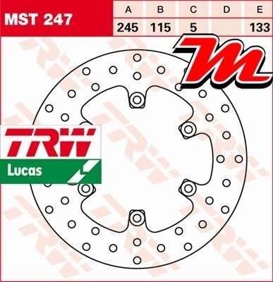 Disque de frein Arrière TRW Lucas MST 247 pour Ducati ST4 996 S S2 2001 ...