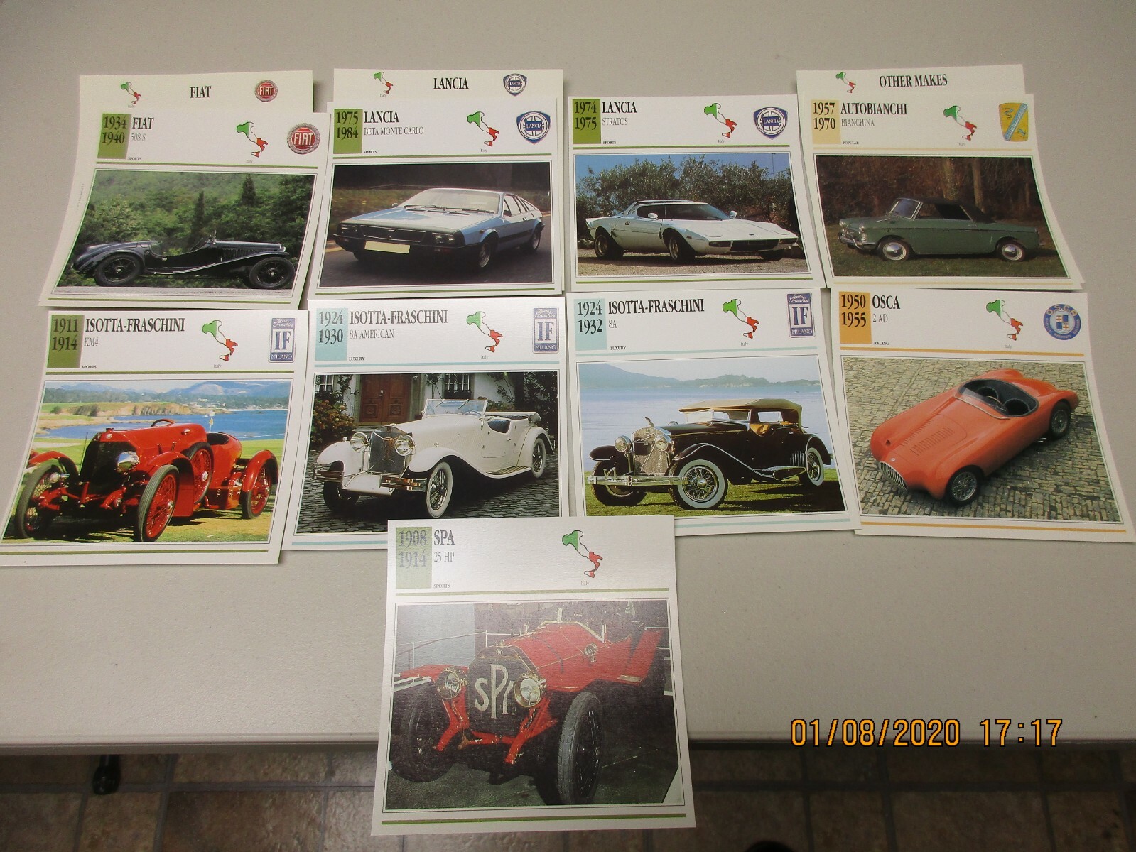 Vintage Classic Cars Collector Cards Misc Italian Makes Lot of 9 ...