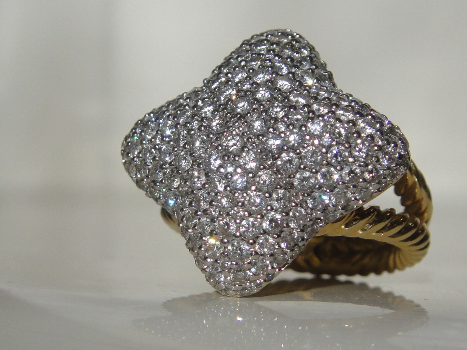 DAVID YURMAN 18K GOLD LARGE QUATREFOIL DIAMOND CABLE RING | eBay