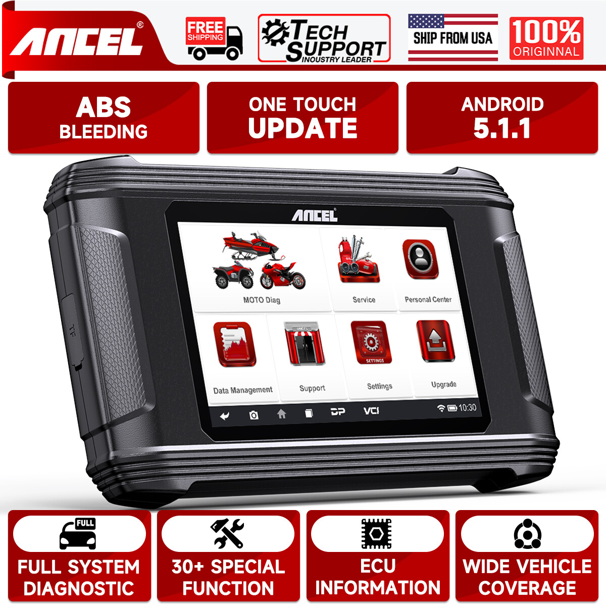 ANCEL MT500 Motorcycle All System OBD2 Diagnostic Scanner Tool Check ...