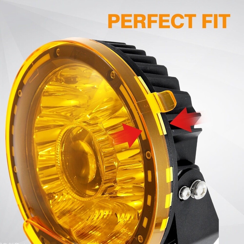 Pair Round Yellow 7 Inch Driving Lights Cover Off Road Lights Len ...