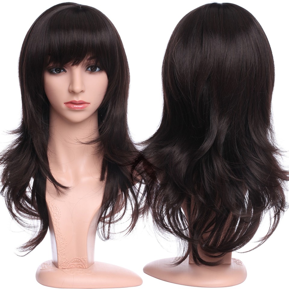Women Ladies Glueless Synthetic Full Wig Natural Curly Wave Straight ...