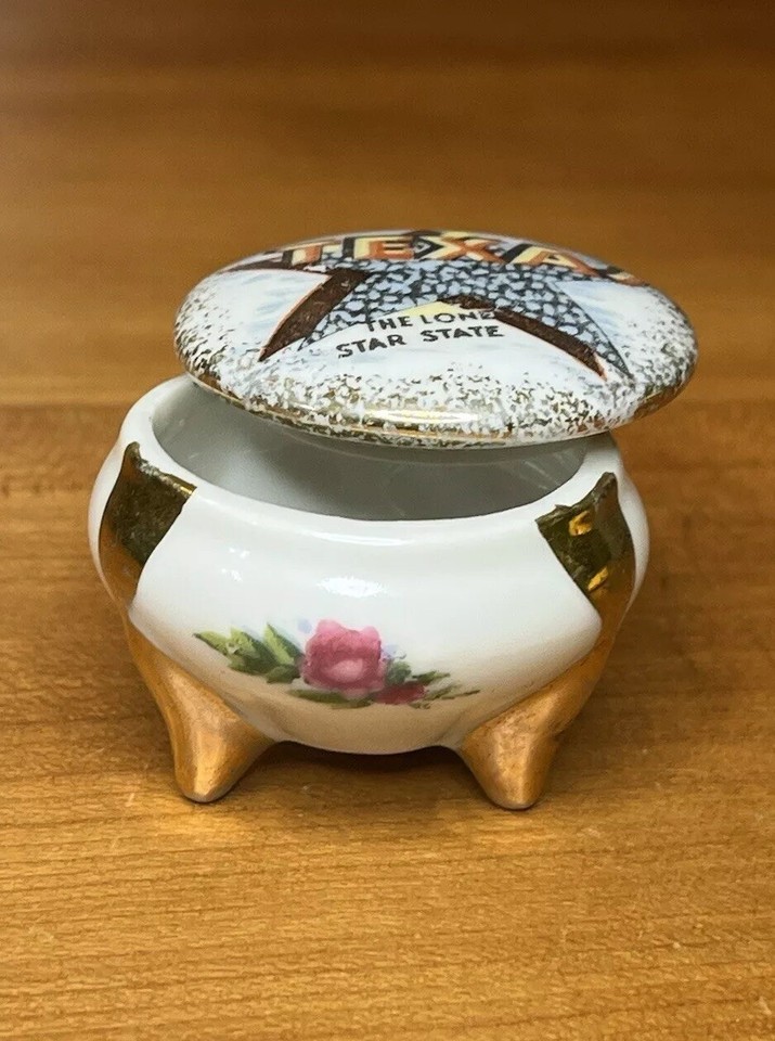 Vintage Texas Porcelain Box The Lone Star State Jewelry Trinket Box ...