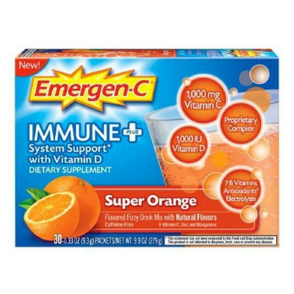Emergen-C Immune Plus Super Orange Dietary Supplement - 30 Count for ...