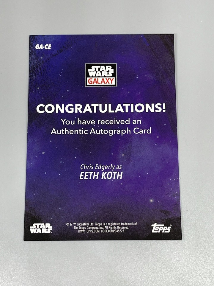 Chris Edgerly 2021 Topps Chrome Star Wars Galaxy Auto As Eeth Koth GA ...