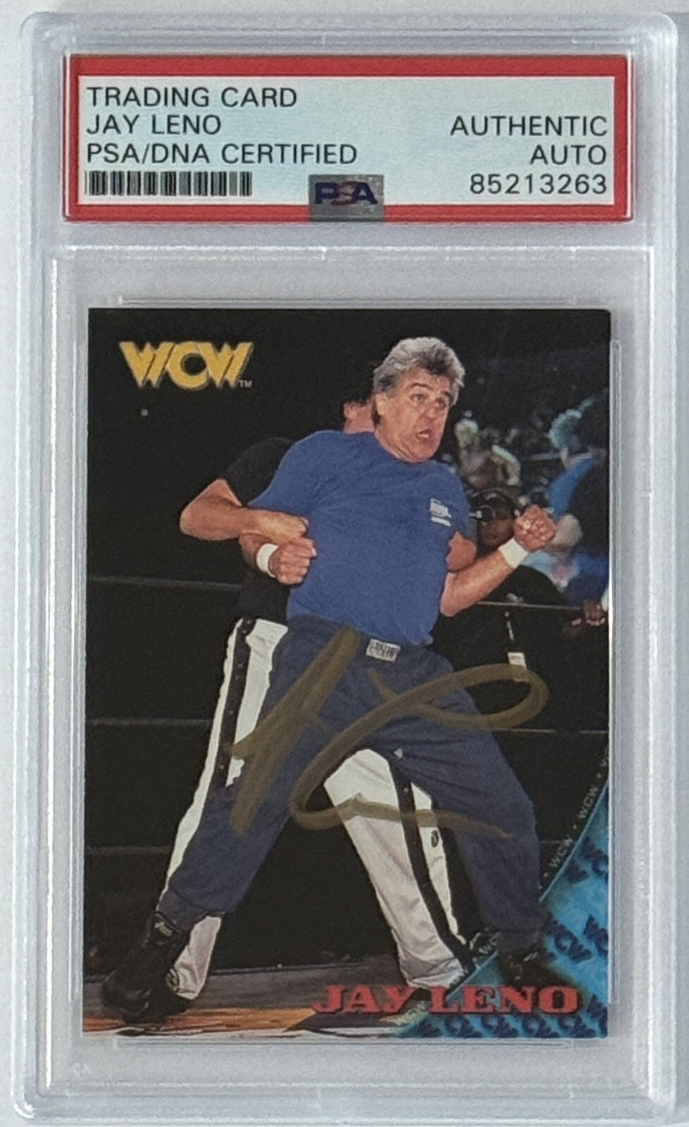 1998 Topps WCW Jay Leno Signed Card The Tonight Show Autographed PSA ...