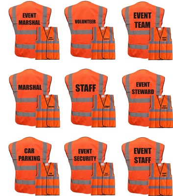 PRINTED EVENTS ORANGE HI VIS VESTS, STAFF, MARSHAL, VOLUNTEER,EVENT ...