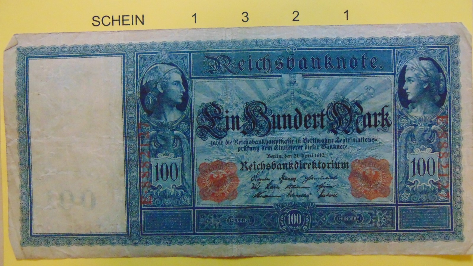 23/1321) Reichsbanknote Ein Hundert Mark 100 Mark 21. April 1910 | eBay.de