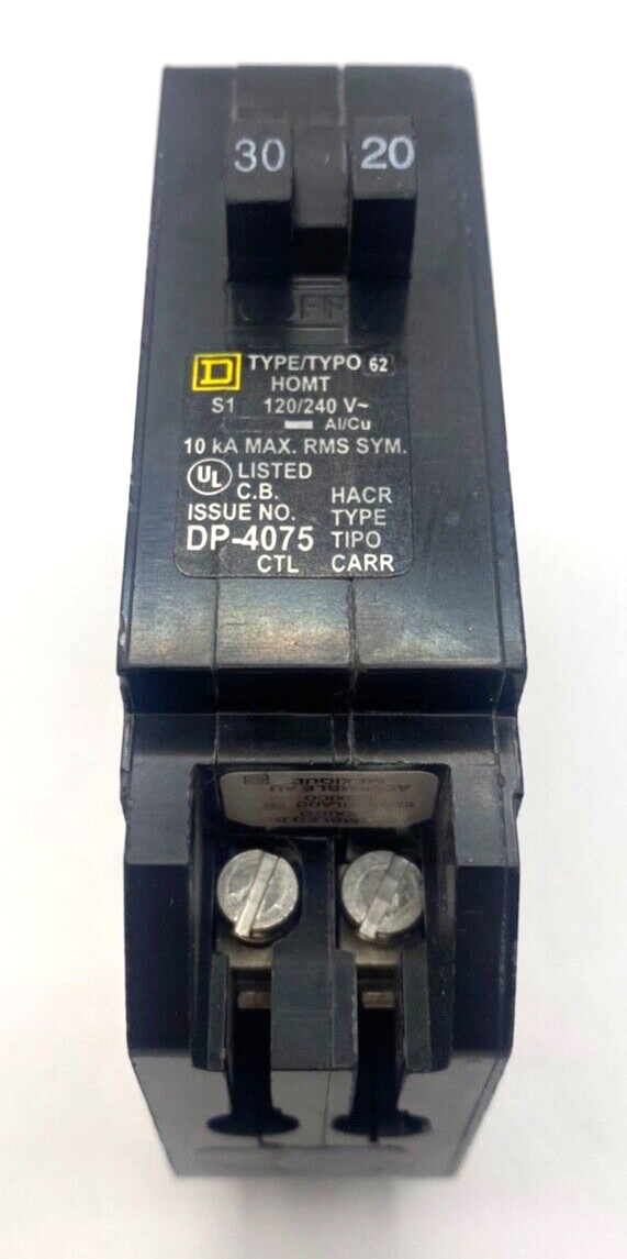 New Homeline HOMT3020 1 Pole 30/20 Amp 120V AC Type HOMT Plug In Tandem ...