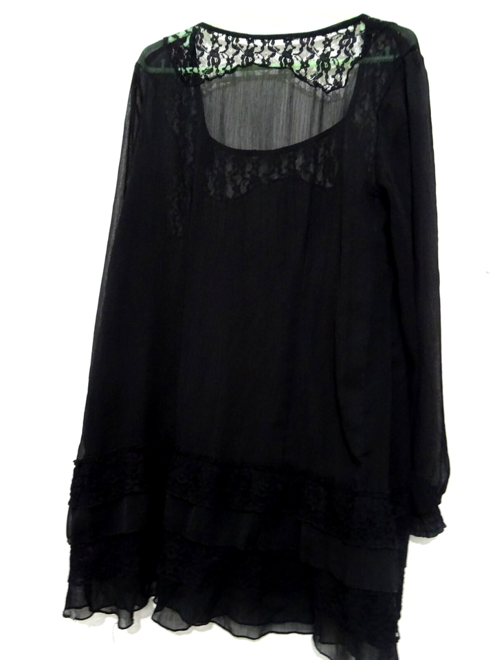 size 14 SHEER black knee length SHEEGO dress/top | eBay UK