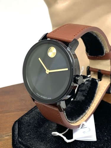 Movado Men's Watch 3601083 Bold Swiss Quartz Black Dial 40mm Brown ...