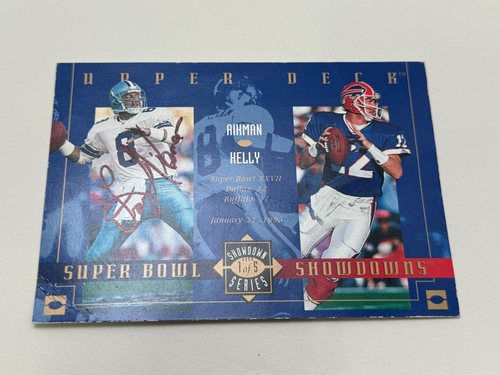 Upper Deck Super Bowl Showdown Series Card #1 Troy Aikman Auto vs. Jim ...