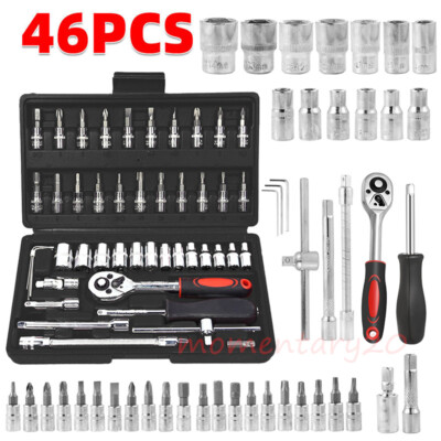 46pcs Metric Socket Set Ratchet Torx Wrench Kit 1/4" Drive Repair.Tool ...