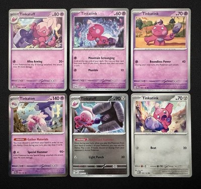 6x Tinkatink Tinkatuff Tinkaton Card Lot W/ Holos Cute Pokemon Scarlet ...