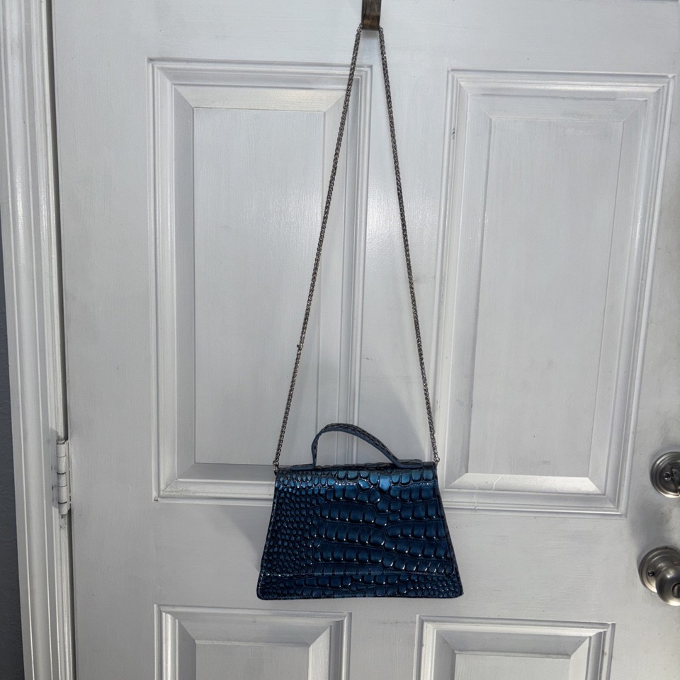 Stunning Electric Blue Croc Print Laila Geir Ness Norway Handbag/Purse | eBay