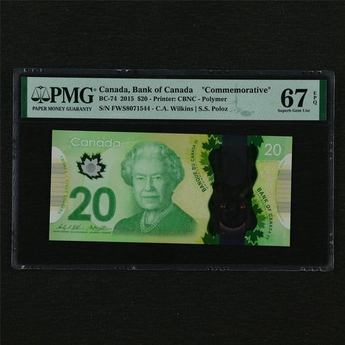 2015 Canada Bank of Canada BC-74 20 Dollars PMG 67 EPQ Superb Gem UNC ...