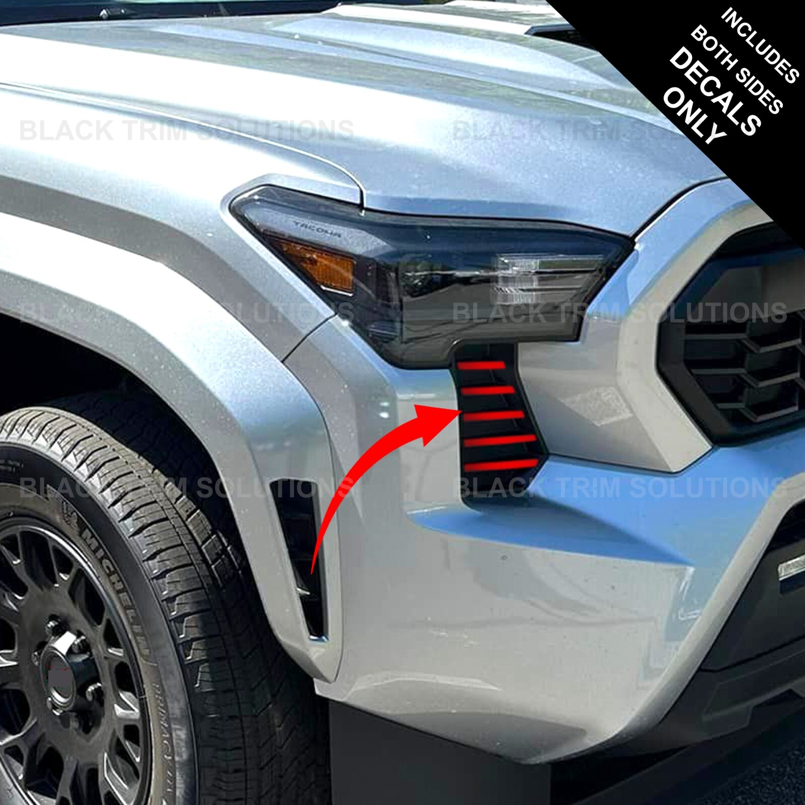 For Toyota Tacoma Front Grill Intake Rib Gloss Red DECALS Vinyl 2024 ...