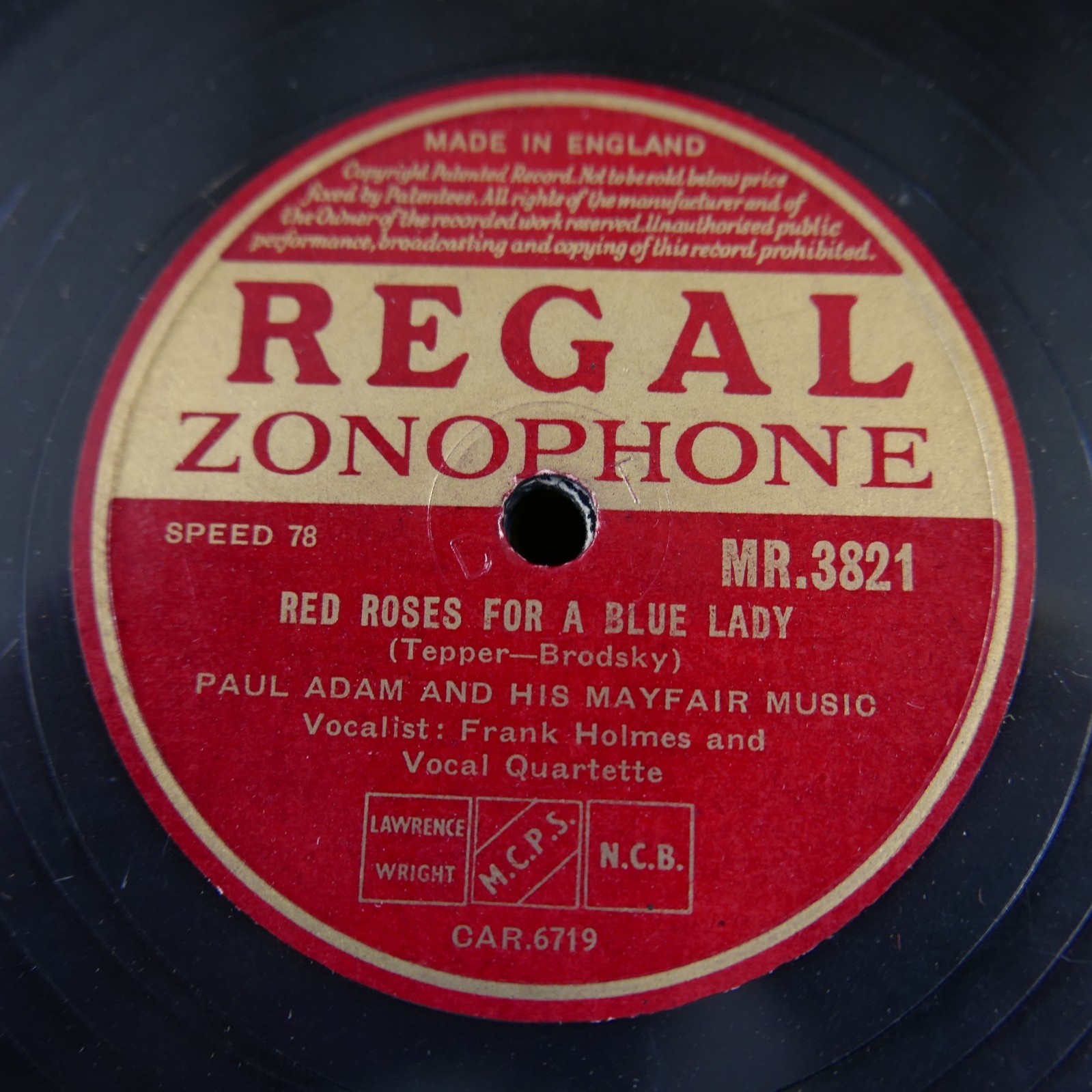 78rpm PAUL ADAM MAYFAIR MUSIC red roses for a blue lady / portrait of ...