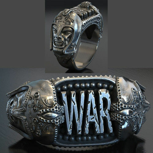 War Ring With Warrior Face King Knight Men's Oxidized Solid 935 ...