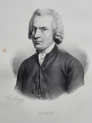 Gabriel Bonnot de Mably Portrait Lithograph Bazin Delpech 50x32cm XIX ...