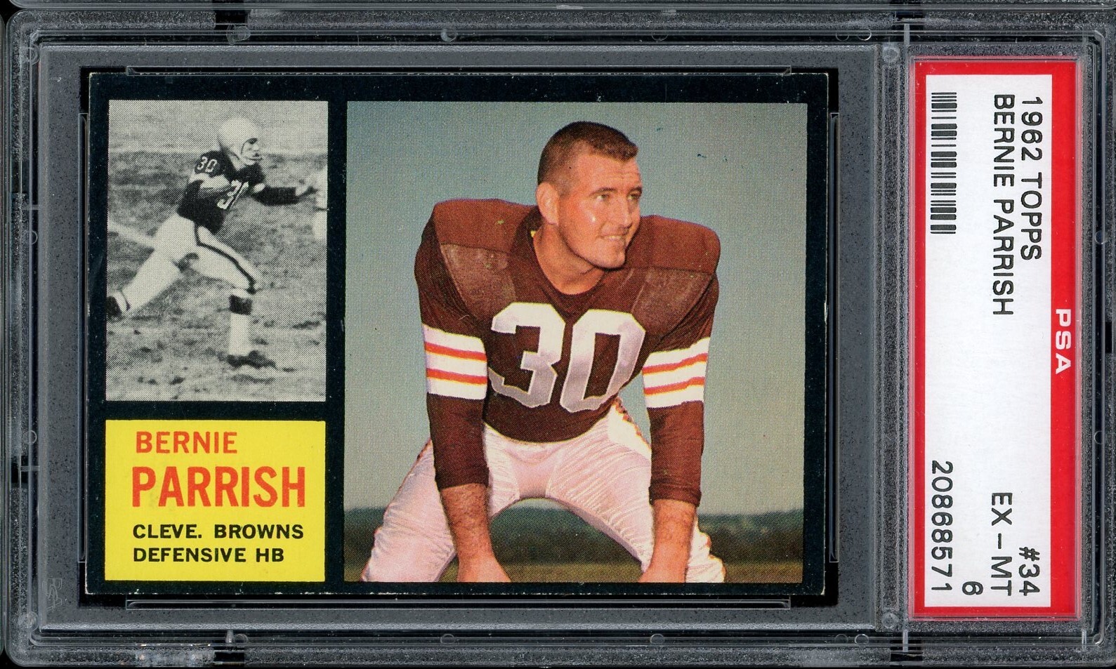 1962 Topps Football #34 Bernie Parrish PSA 6 | eBay
