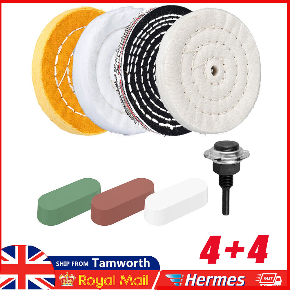 4Pcs Spiral Stitched Cotton Buffing Polishing Wheel Mop Tool For Bench ...